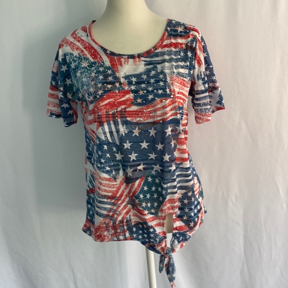 Onque Casuals | Tops | 33 Onque Casuals Patriotic Sequin Top | Poshmark